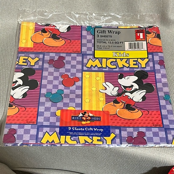 Disney | Party Supplies | Vintage Disney Mickey Mouse Wrapping Paper ...